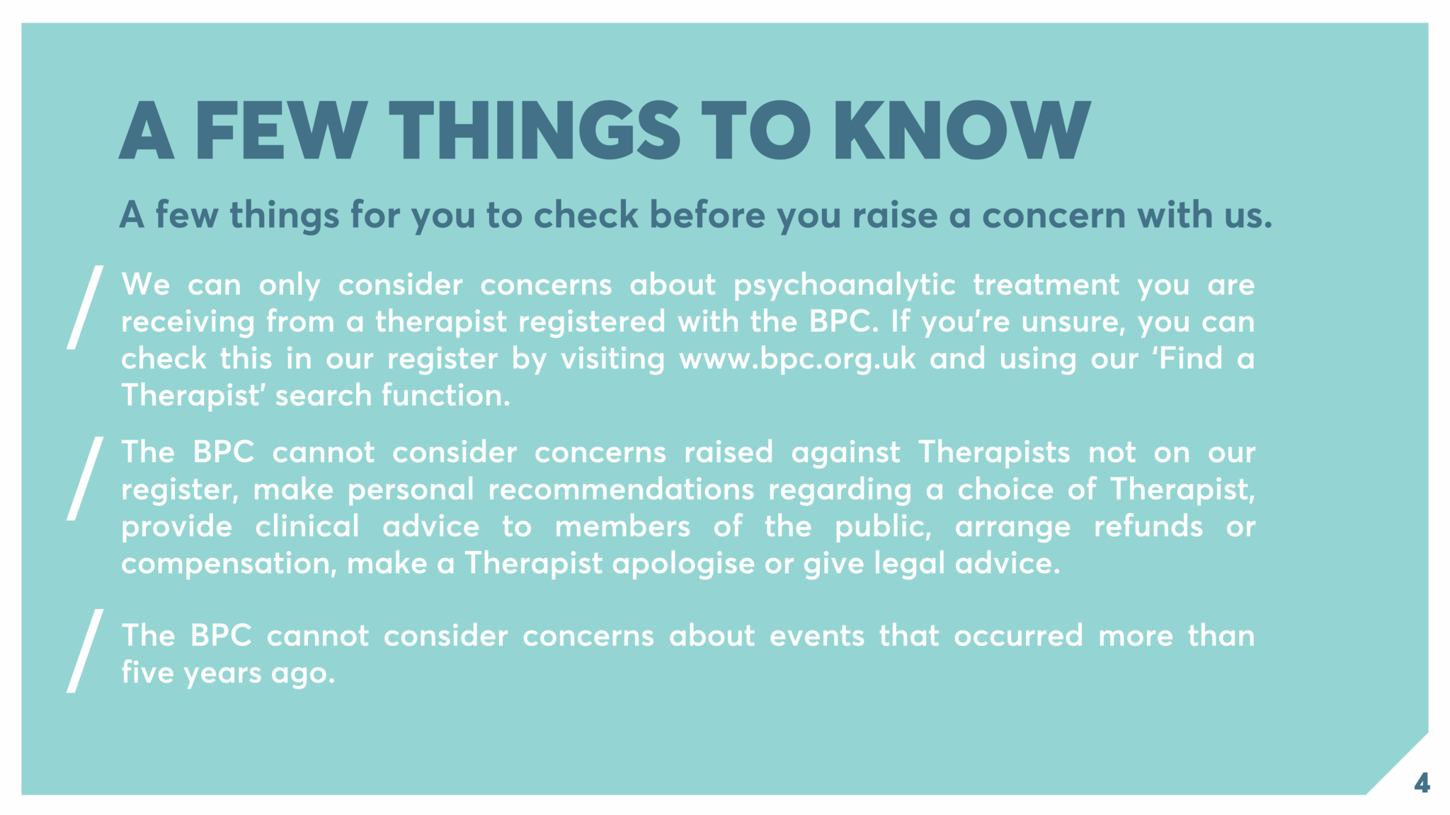 How to raise a concern about a Registrant - British Psychoanalytic Council