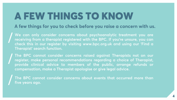 How to raise a concern about a Registrant - British Psychoanalytic Council